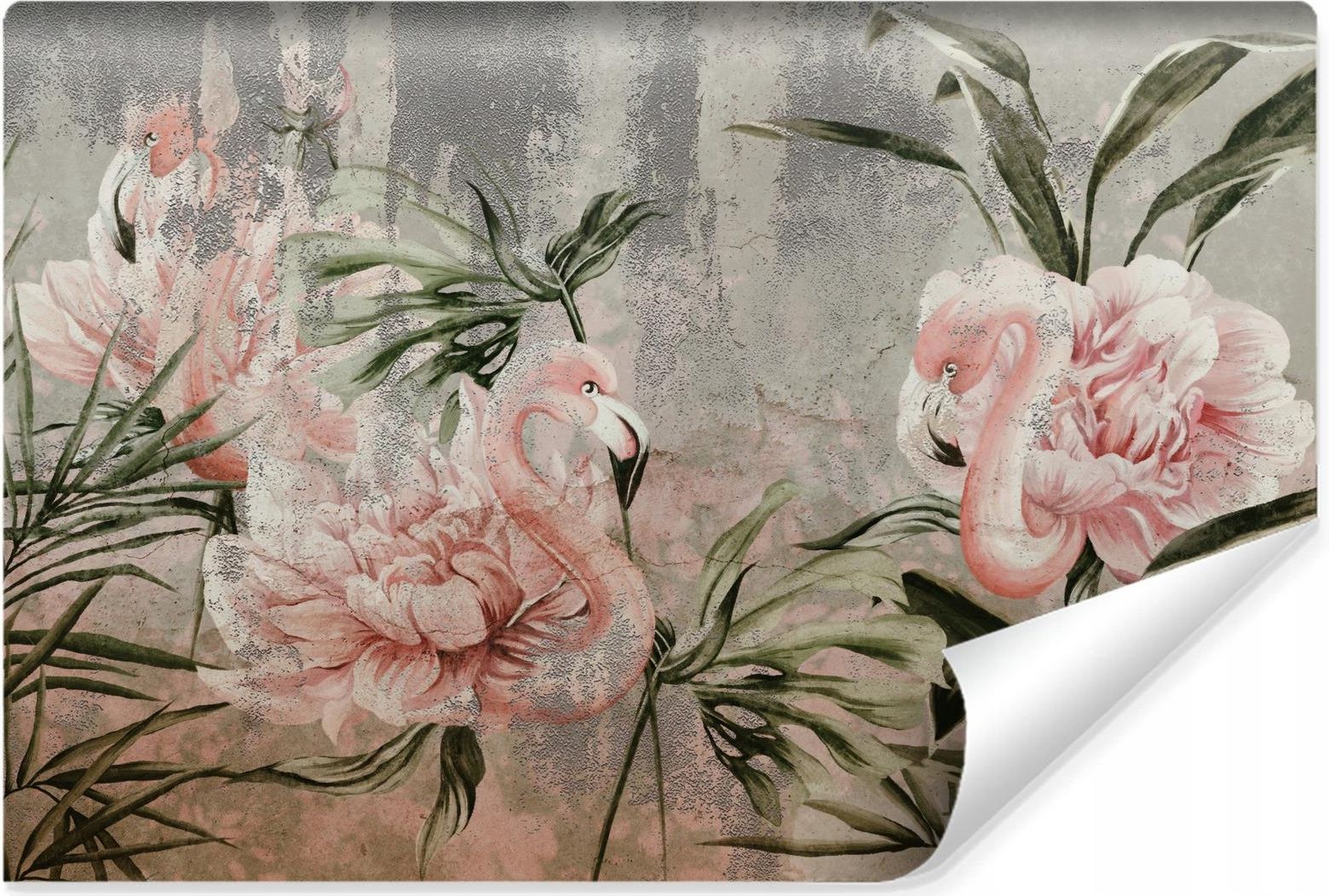 Muralo Fototapeta Do Jadalni Abstrakcja Flamingi Liście Beton Mur 368x254 - Opinie i ceny na ...