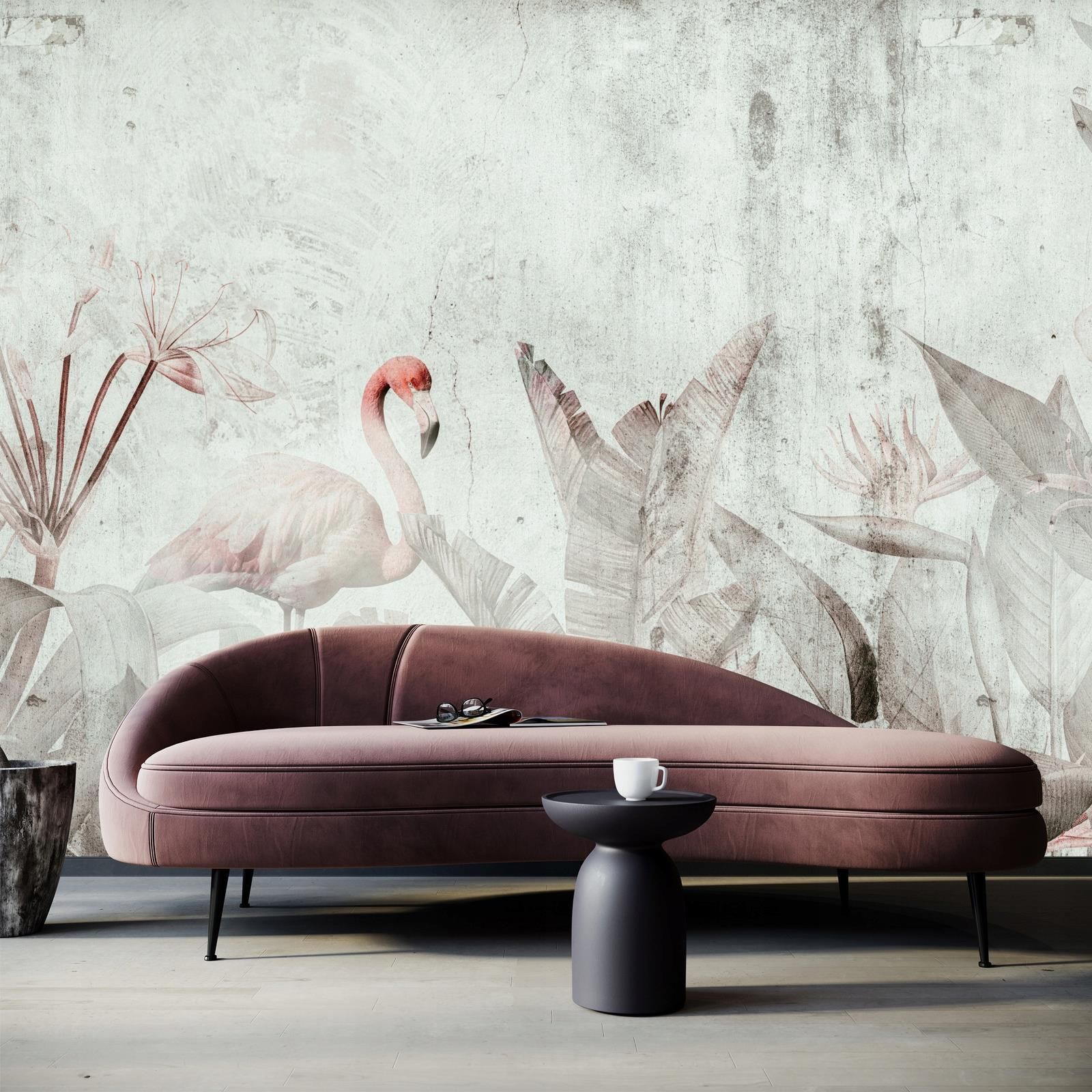 Muralo Fototapeta Ścienna Do Salonu Beton Abstrakcja Flamingi Ptaki Mural 270x180 - Opinie i ...