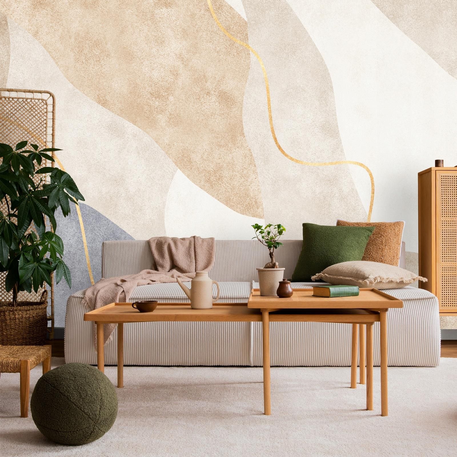 Muralo Fototapeta Do Salonu Sypialni Styl Boho Abstrakcja Mural Line ...