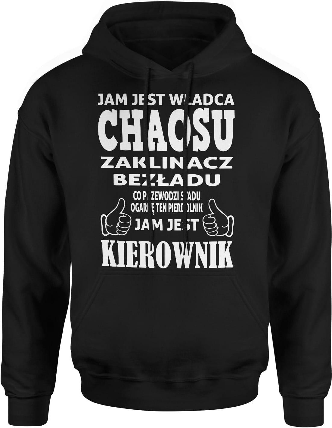 Jam jest kierownik dla kierownika Męska bluza z kapturem (S, Czarny ...