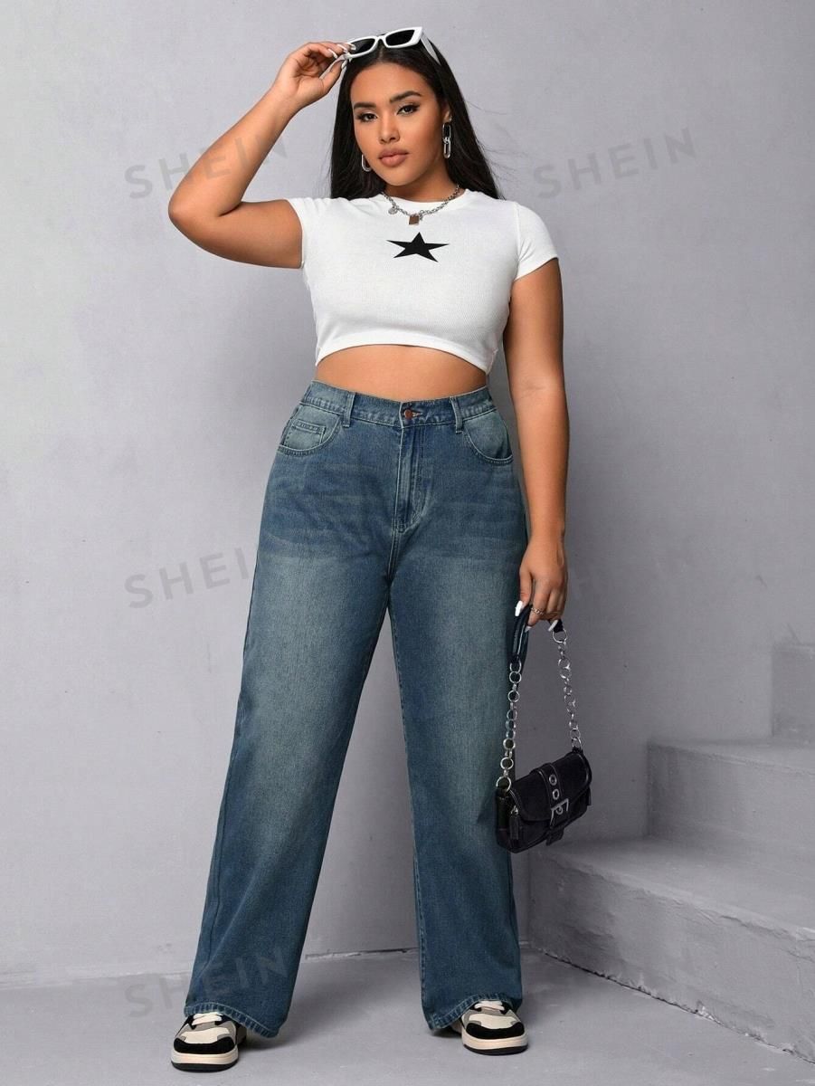 Shein Curve Spodnie Damskie Jeansy Proste 4XL 298 - Ceny i opinie - Ceneo.pl