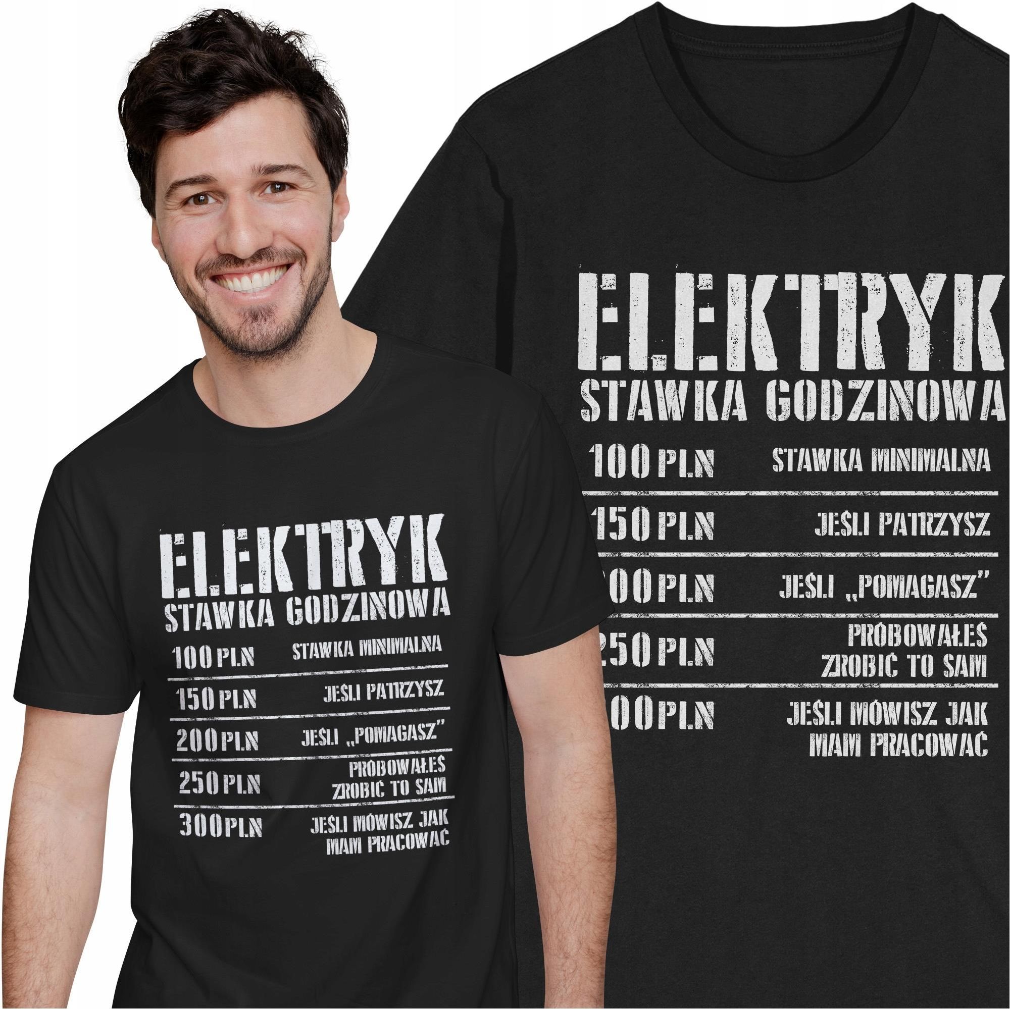 Czarna Koszulka dla Elektryka Stawka Godzinowa Urodzinowy - Ceny i opinie - Ceneo.pl