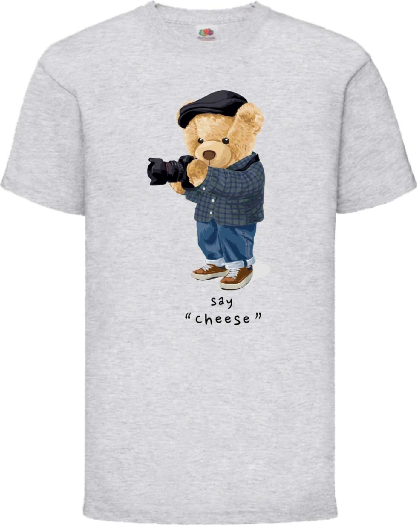 Say Cheese Kinder T-Shirt Cute Teddy Bear, 12-13 Jahr - 152 / Grau ...