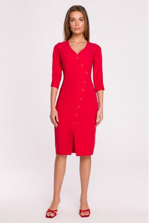 S295 Sukienka z asymetrycznym przodem i guzikami Stylove - Ceny i ...