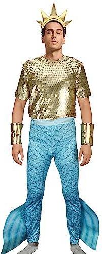 Funhoo Męski Kostium Króla Triton King Merman Prince Crown Sea God ...