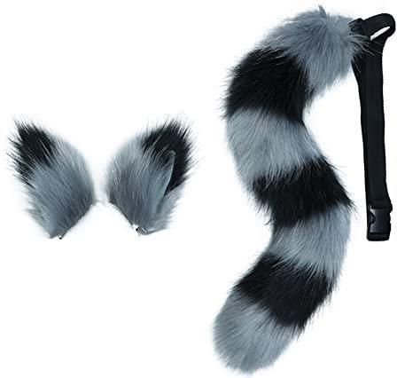 Vigvan Kostium Fox Wolf Cosplay Uszy Zwierzęce Ogon Wilk R Szary Czarny ...