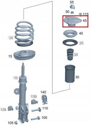 Łożysko amortyzatora Mercedes W639 Poduszka Gorna Amortyzatora Przod ...