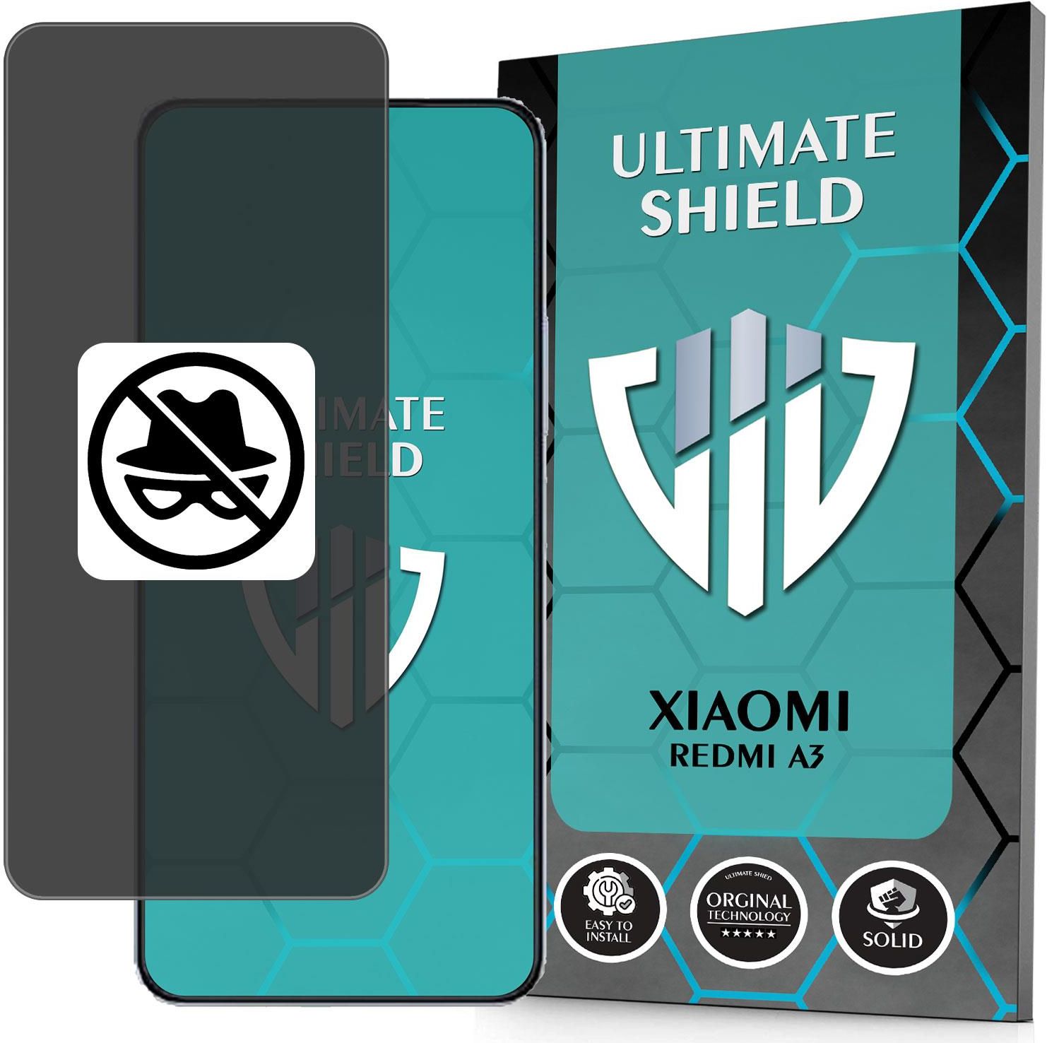 Ultimate Shield Najlepsze Szkło 5D Antyszpiegowskie Do Xiaomi Redmi A3 ...