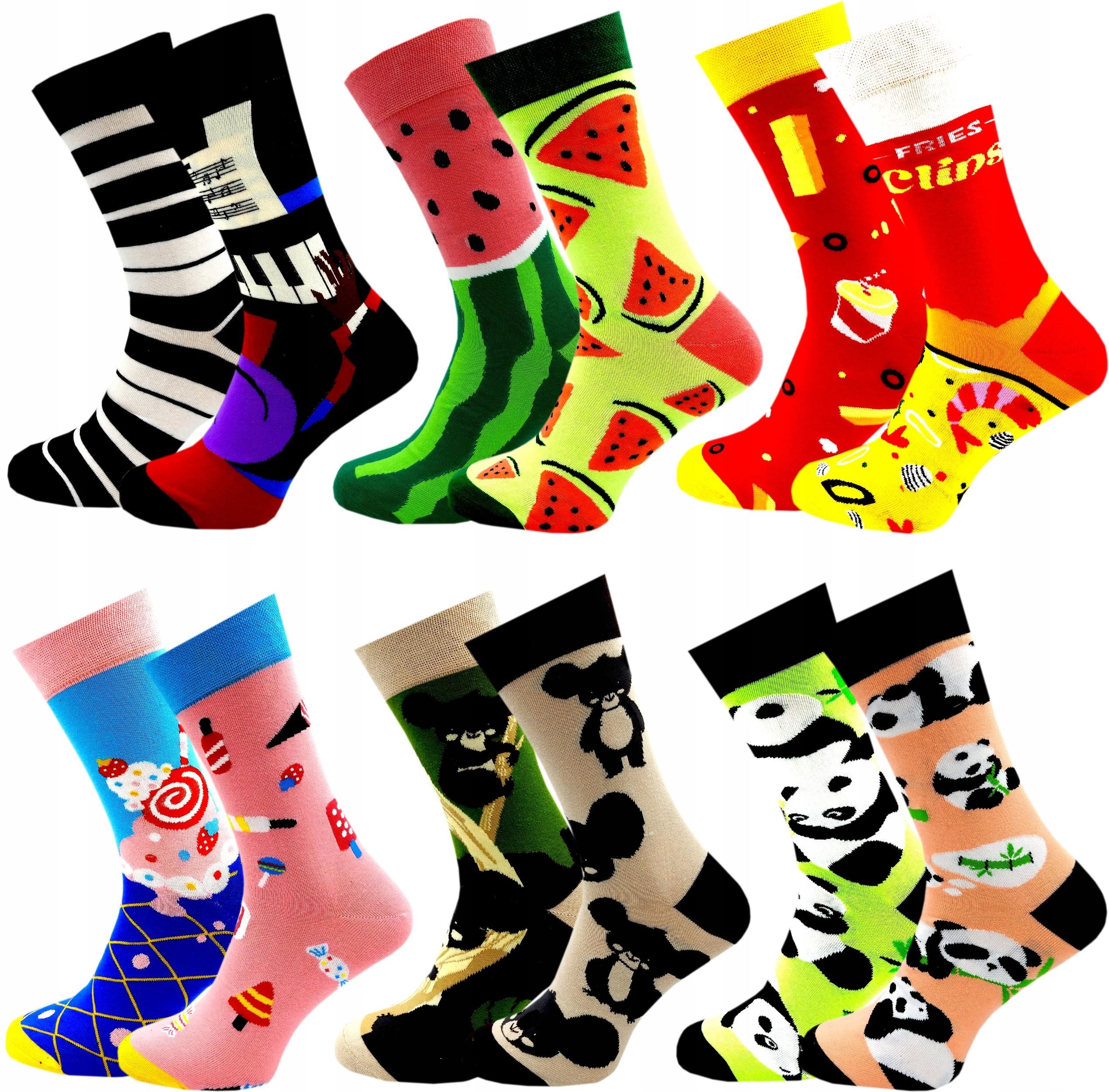 6 x Skarpety Męskie Nie Do Pary Bawełna 90% Każda Skarpetka Inna 44-46 ...