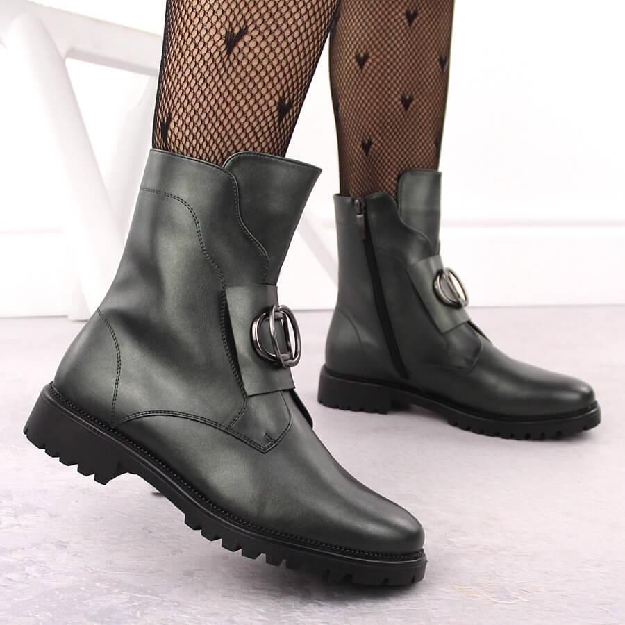 Botki damskie ocieplane z ozdobą zielone Potocki 12441 - Ceny i opinie ...