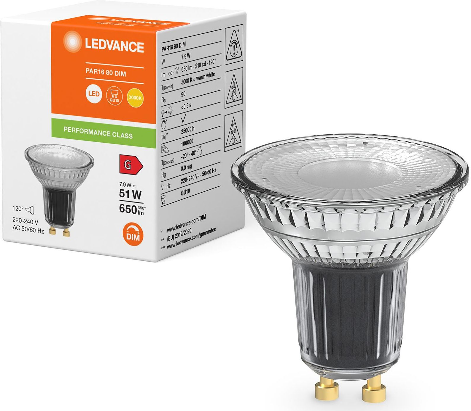 Ledvance Żarówka Led Gu10 7,9W = 51W 650Lm 3000K Ciepła 120° Dim ...