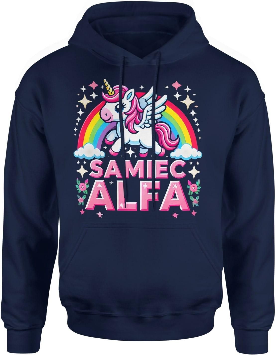 Jednorożec Samiec Alfa Z Koniem Męska bluza z kapturem (XL, Granatowy ...