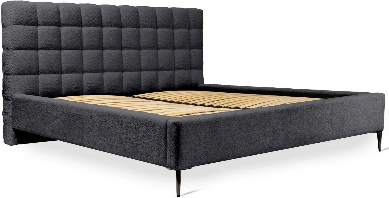 Elior Czarne Łóżko Dwuosobowe Z Pikowanym Zagłówkiem Tarissa 3 Rozmiary ...