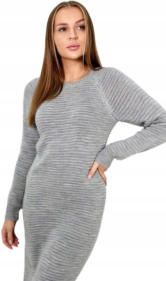 Sweter Sukienka w prążek szara - Ceny i opinie - Ceneo.pl