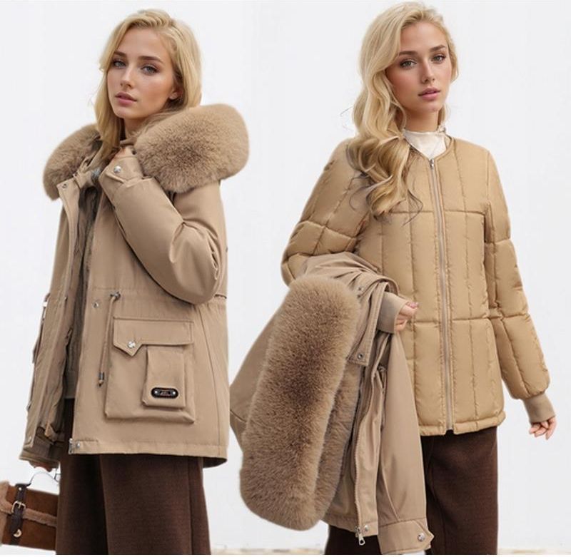 Stylowa Damska Kurtka Parka zimowa Z Kapturem odpinana podpinka R.3XL ...