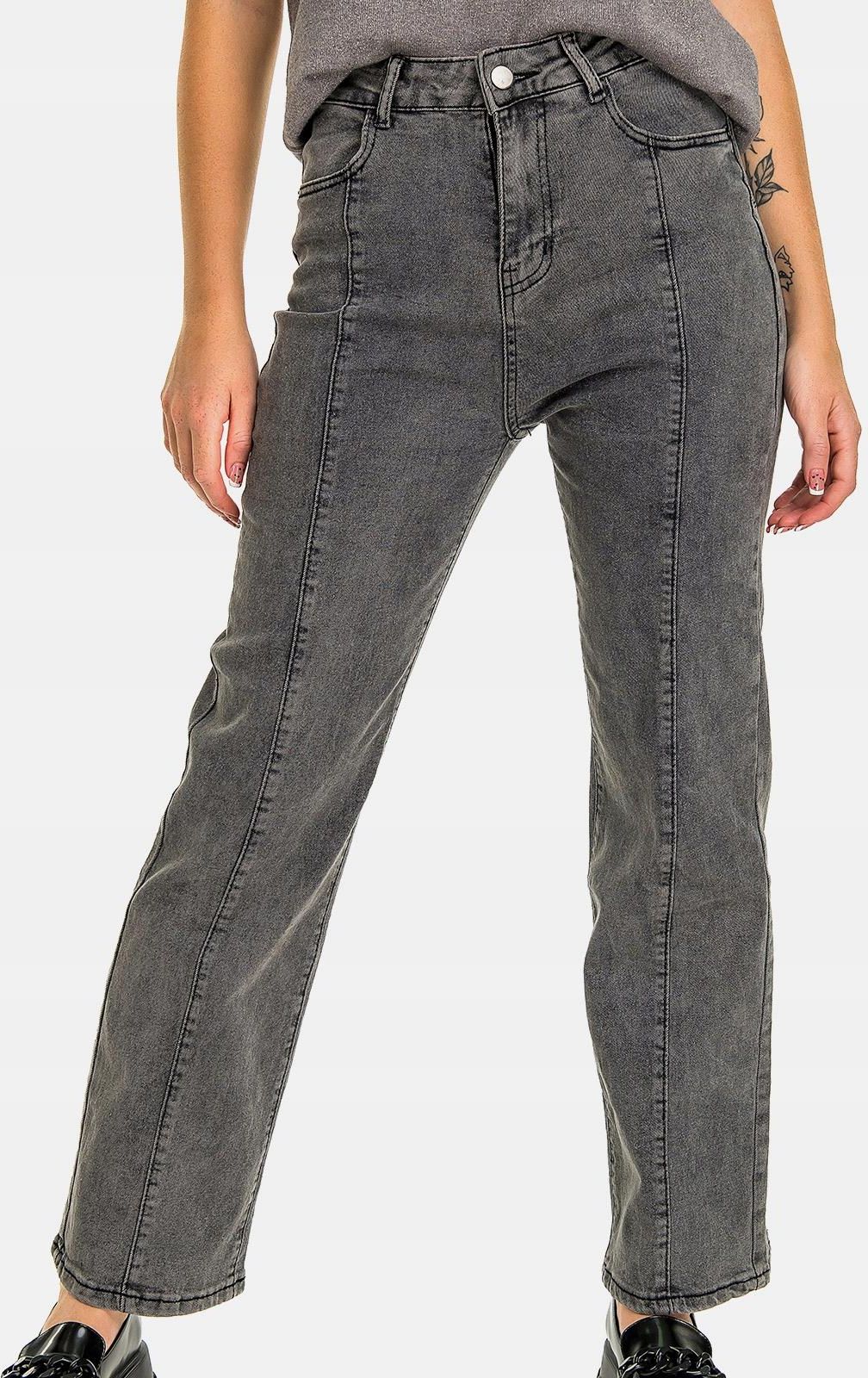 Modne Spodnie Jeansy Czarne Damskie Klasyczne Prosta Nogawka Wysoki Stan M - Ceny i opinie ...