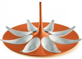 Mebel Entity 16 Orange/White zestaw do przekąsek Taca + 8 łyżeczek EN16 ...