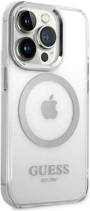 Guess Metal Outline Magsafe Etui Iphone 14 Pro Przezroczysty Srebrny ...