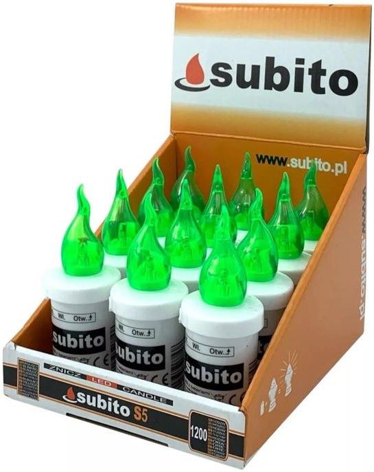 Subito S5 Wkład Elektryczny Led Do Zniczy 11cm Zestaw 12szt. Zielone ...