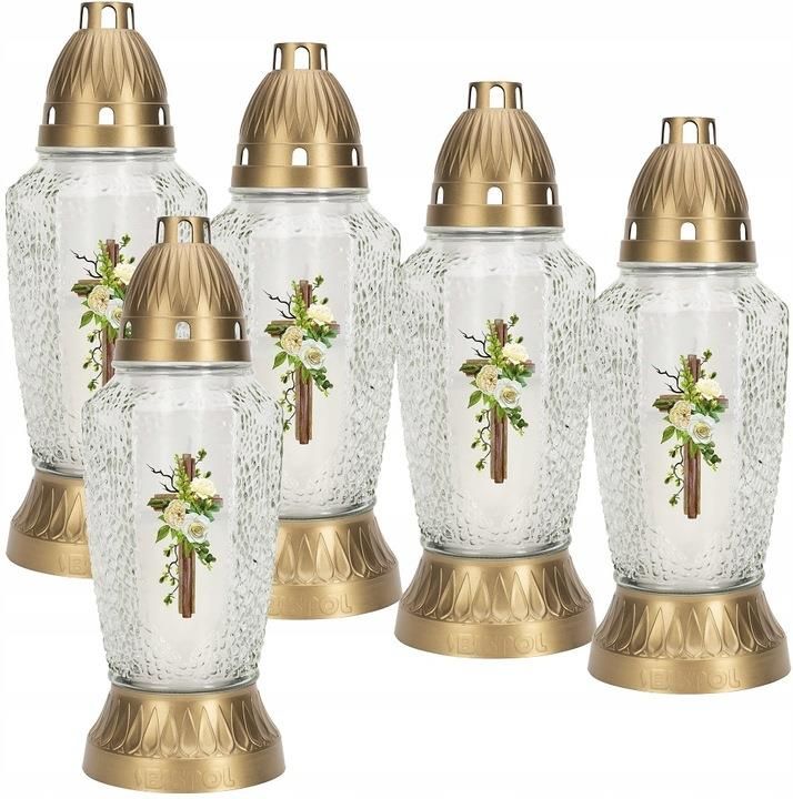 Bispol Znicze Lampiony Szklane Bezbarwne Wys. 29cm + Wkład 48h 5szt. - Ceny i opinie - Ceneo.pl