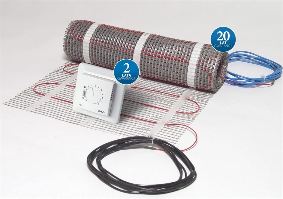 Ogrzewanie podłogowe DEVIheat 150S (DEVImat DSVF) 1200W 8M2 Dł.16M + Termoregulator Devi ...
