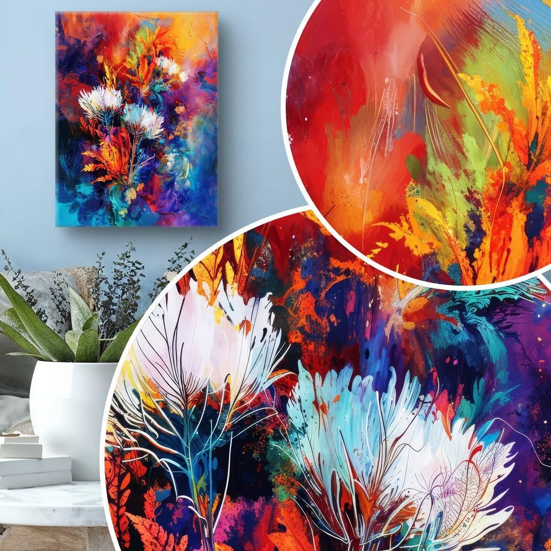 Mieszkomieszko Obraz Na Płótnie Abstrakcyjne Kwiaty Energetyczny Akryl ...