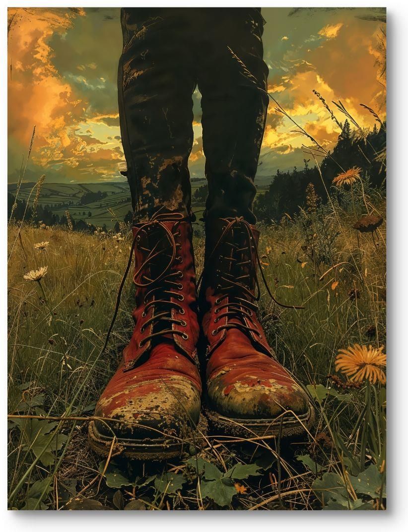 Mieszkomieszko Plakat Na Ścianę Do Salonu Stare Buty Na Łące Zielono ...