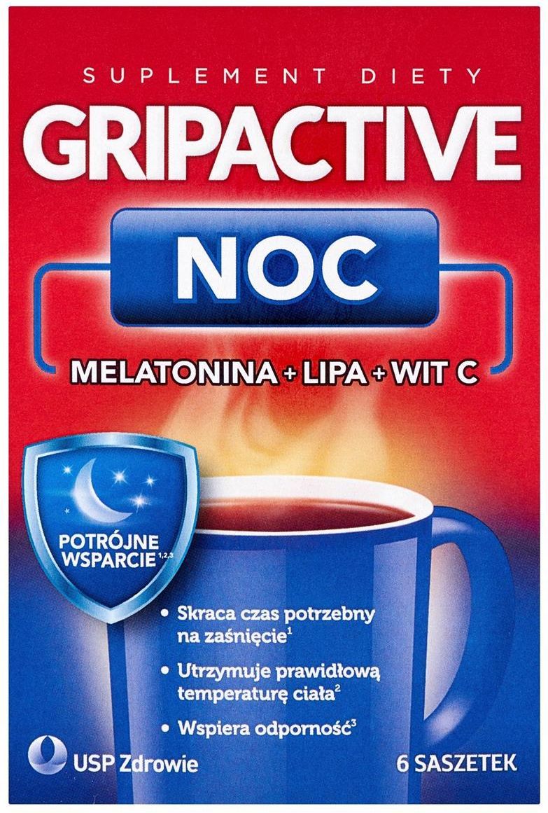 Gripactive Noc Melatonina +Wit.C +Lipa 6sasz. - Opinie i ceny na Ceneo.pl