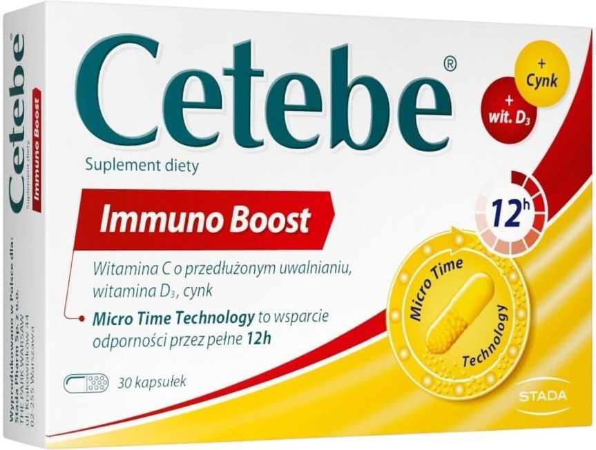 Cetebe Immuno Boost Kapsułki o powolnym uwalnianiu z witaminą C, D i ...