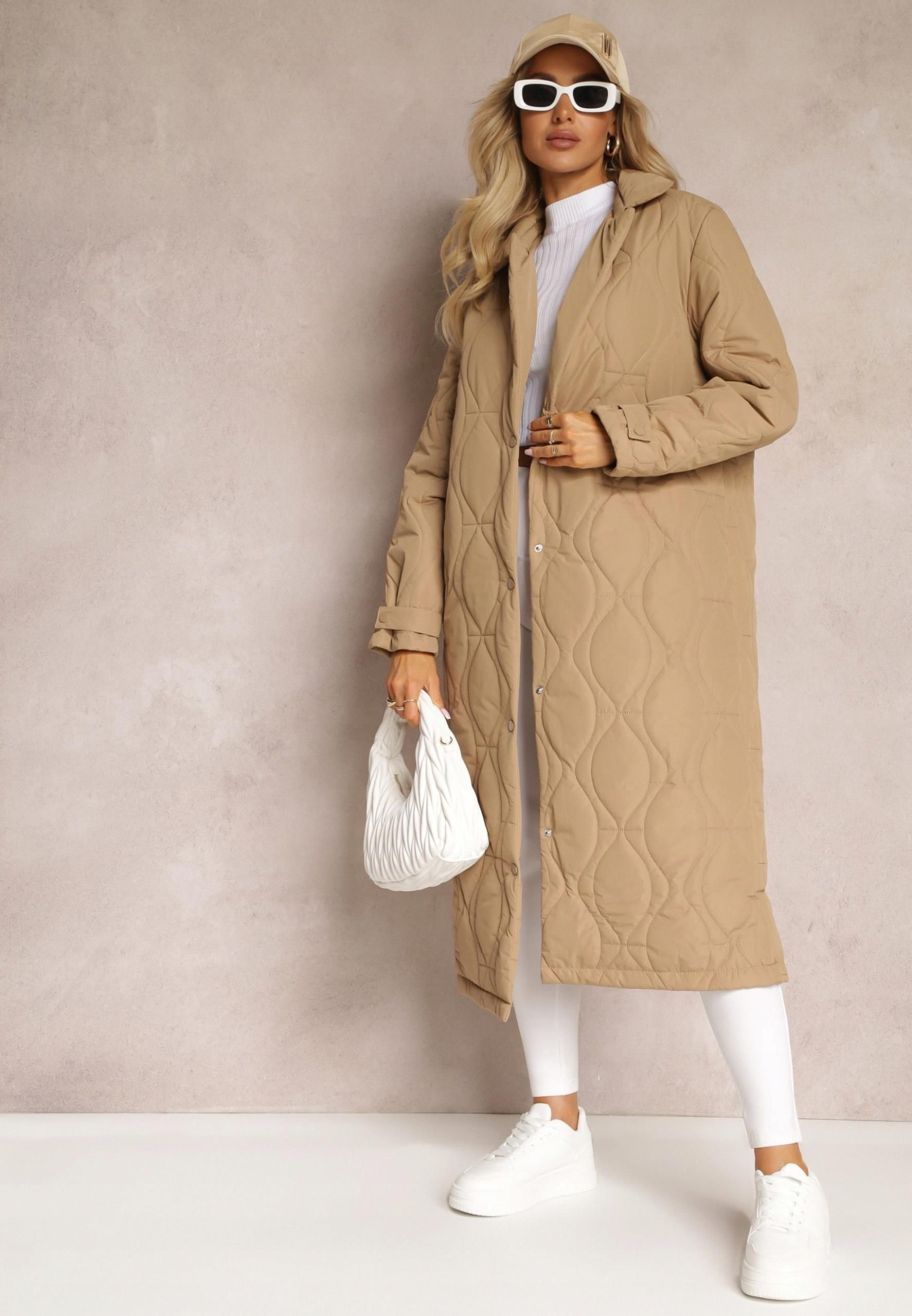 Renee Ciemnobeżowy Płaszcz damski S Za kolano - Ceny i opinie - Ceneo.pl