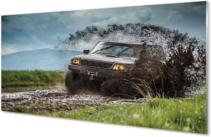 Tulup.Pl Obraz akrylowy Auto terenowe góry chmury 100x50 cm 4 zawieszki ...