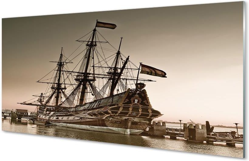 Tulup.Pl Obraz akrylowy Statek stary niebo morze 120x60 cm 4 zawieszki ...