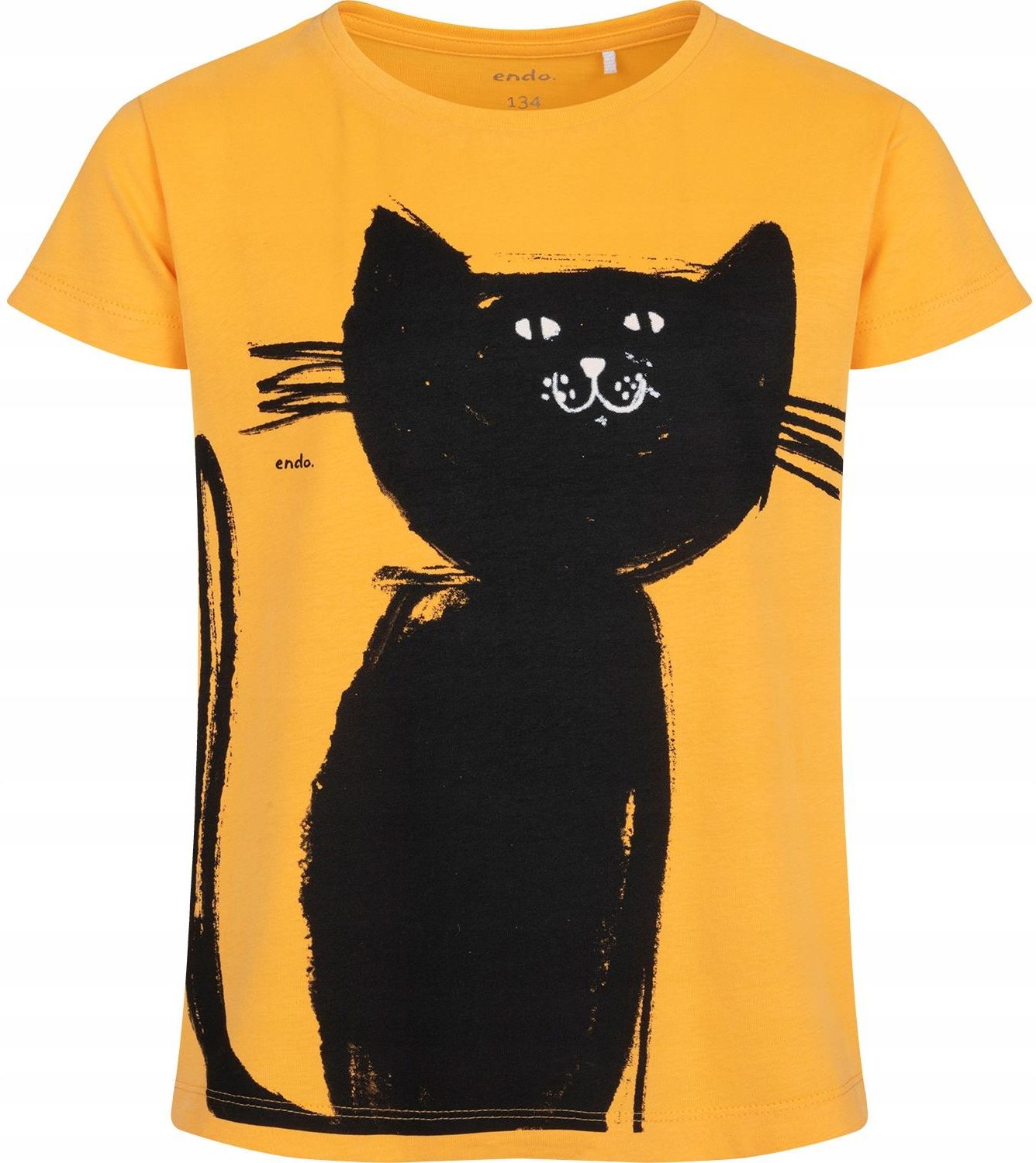 Bluzka T-shirt dla dziewczynki Pomarańczowy 146 Czarny Kot Halloween ...