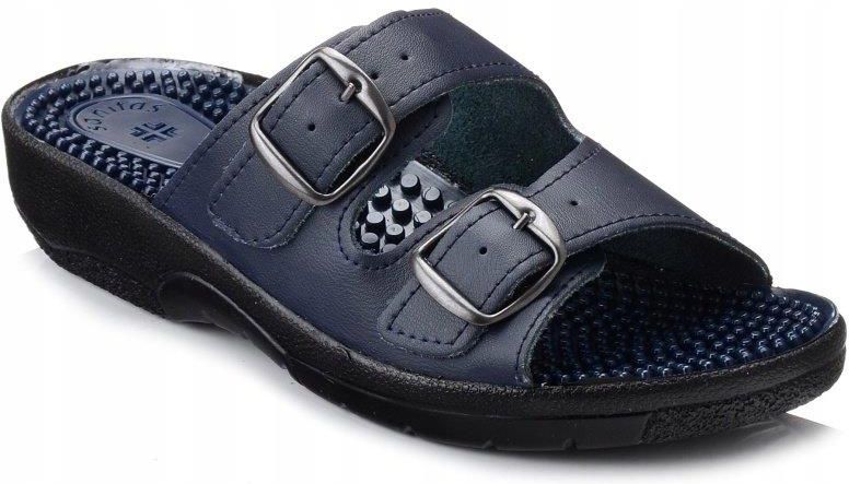 Klapki damskie skórzane medyczne fakirki z kolcami masujące Nadia 40 ...