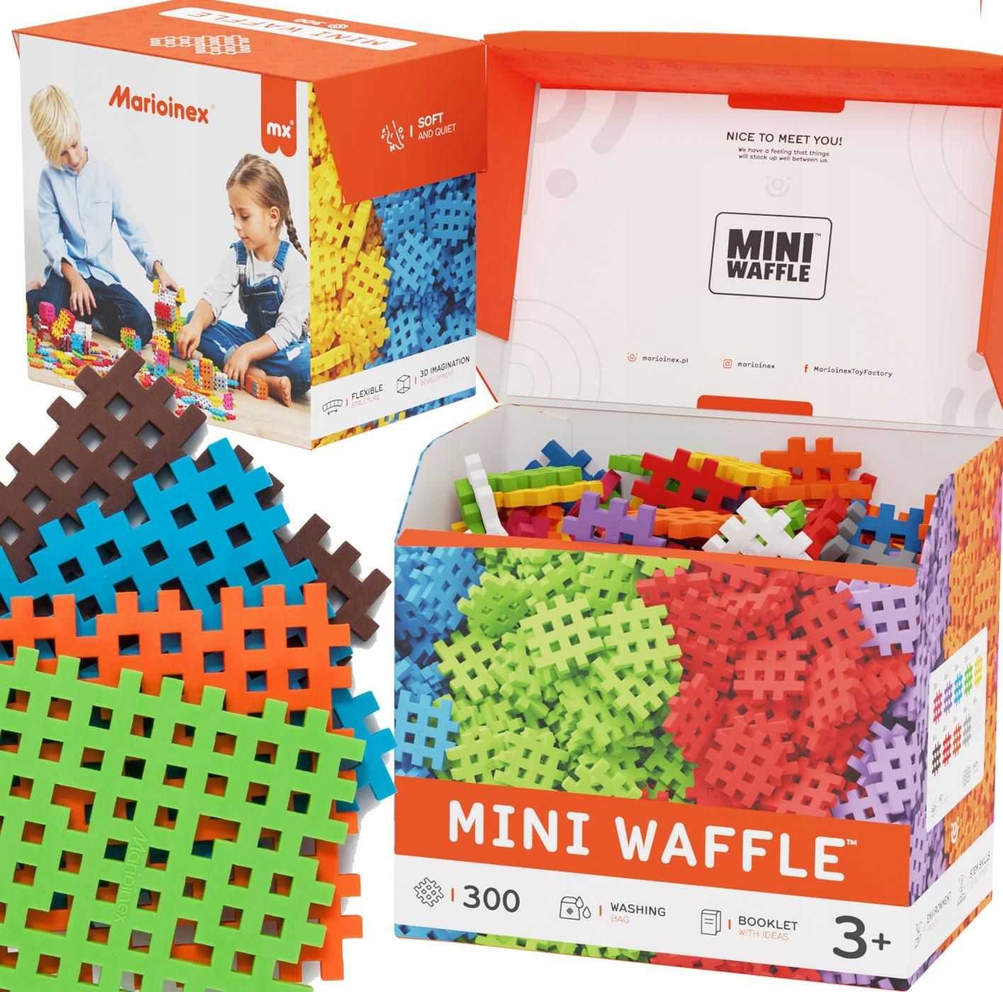 Kreatywne Klocki Marioinex Wafle Mini 300 szt +4 podstawki ...