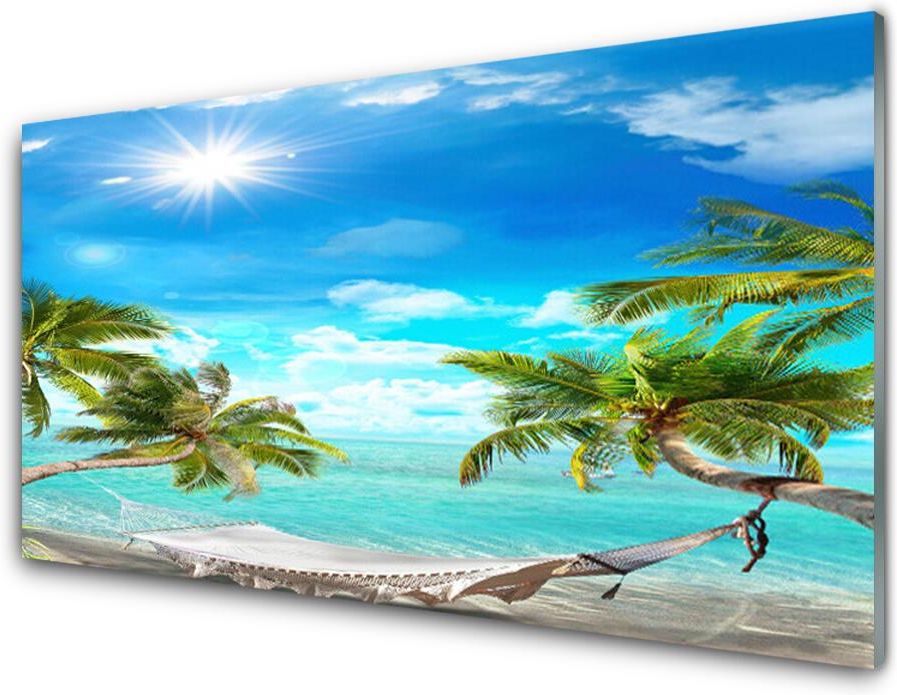 Tulup.Pl Obraz Akrylowy Palmy Tropikalne Hamak Plaża 100x50 cm 2 ...