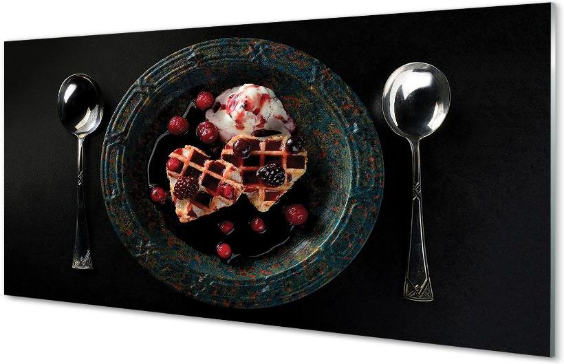 Tulup.Pl Obraz akrylowy Gofry serca łyżka lody 120x60 cm 2 zawieszki ...
