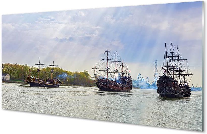 Tulup.Pl Obraz akrylowy Niebo statki dzień chmury 100x50 cm 2 zawieszki ...