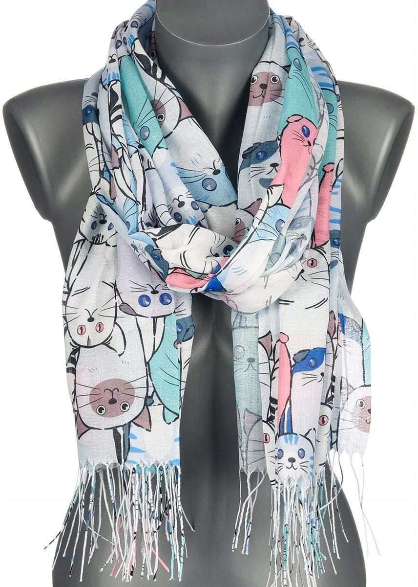 Szalik damski duży niepowtarzalny wzór koty - Ceny i opinie - Ceneo.pl