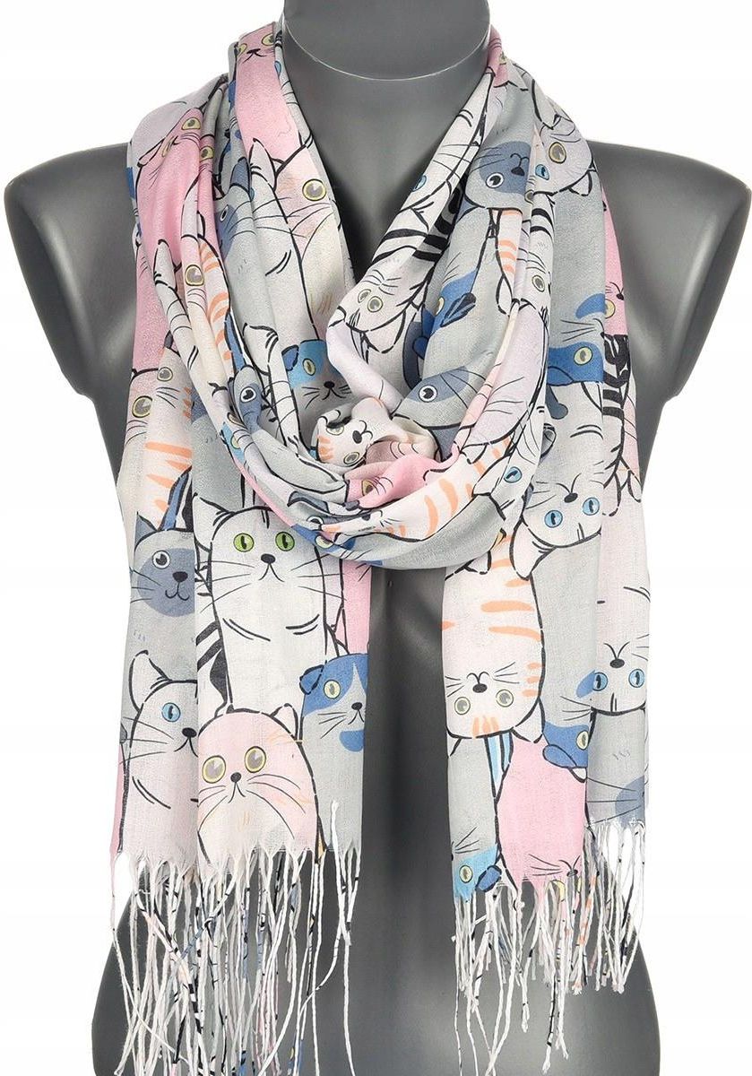 Szalik damski duży niepowtarzalny wzór koty - Ceny i opinie - Ceneo.pl