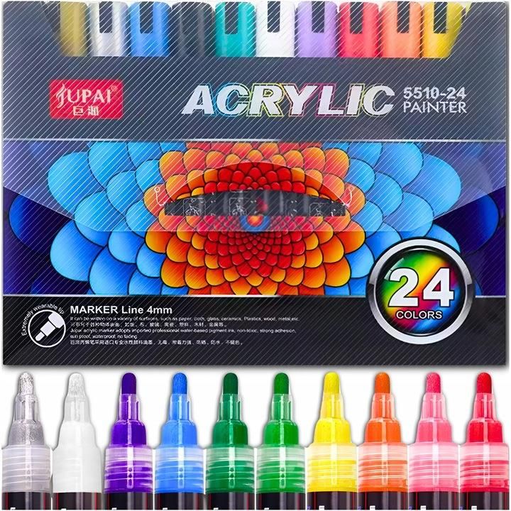 Pisaki Flamastry Mazaki Markery Akrylowe 24 Kolory Promarkery Zestaw ...