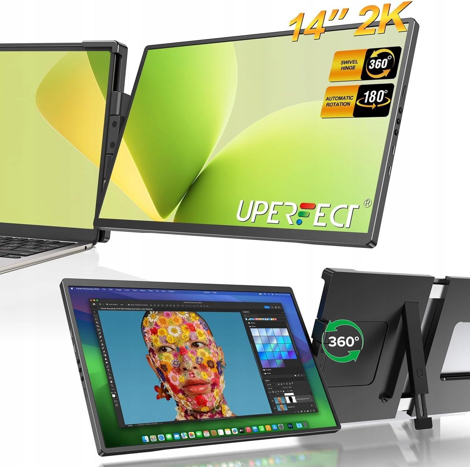 Monitor UPERFECT przenośny monitor dodatkowy 14do laptopa 2K 2240x1400 ...