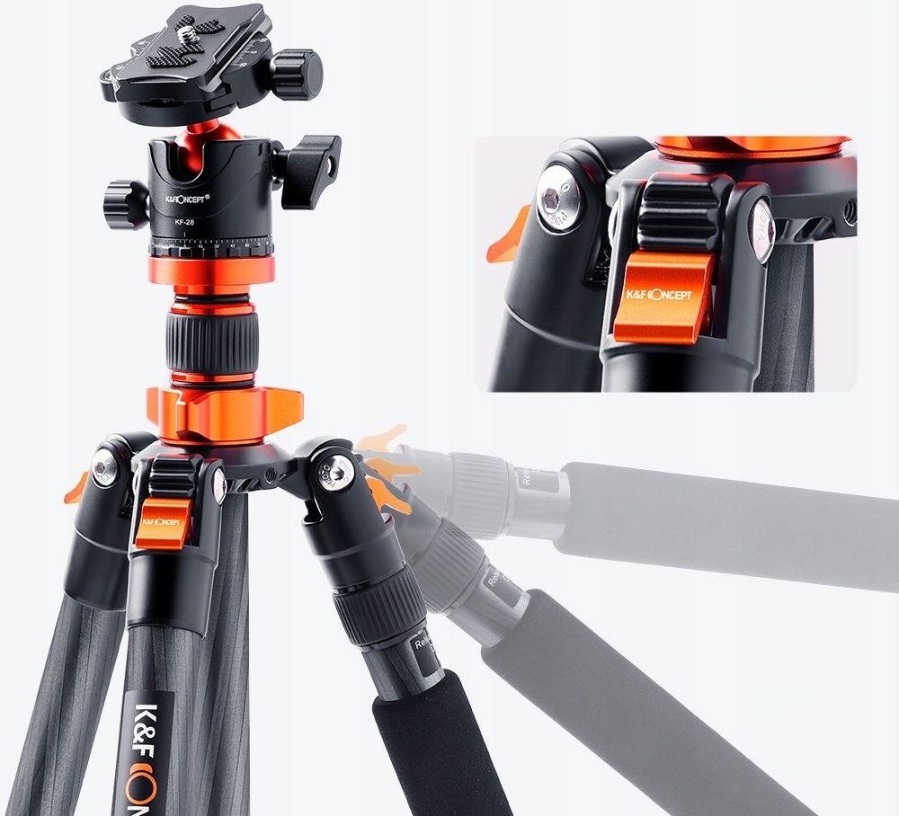 Statyw Statyw z włókna węglowego 172cm 10kg + Monopod / K&F / D255C4+BH ...