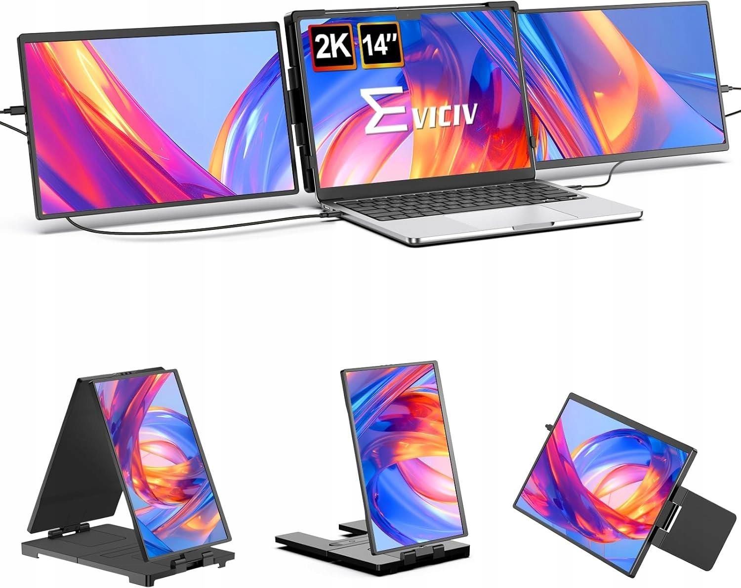 Monitor EVICIV Przenośny monitor 14 2K laptop 2240 x 1400 rozszerzenie ...