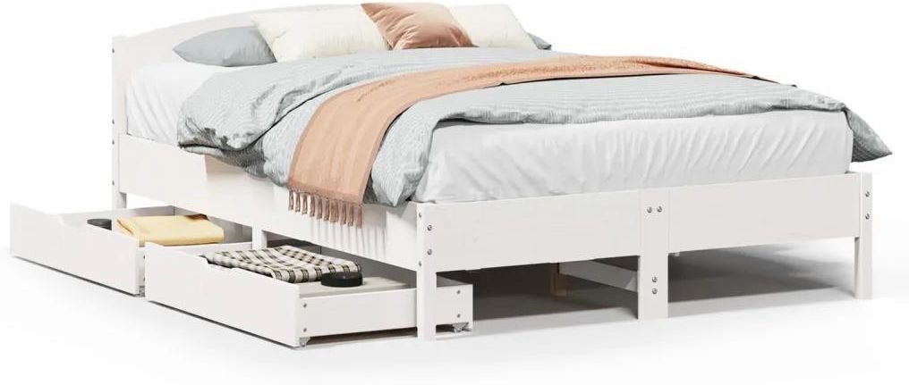 Zakito Rama Łóżka Biała Z Zagłówkiem 140X200Cm Solidne Drewno Sosnowe ...