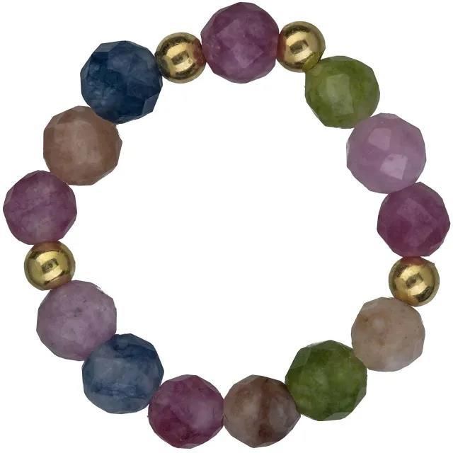 Taliz Turmalin srebrny pozłacany pierścionek na ochronę bogactwo ...