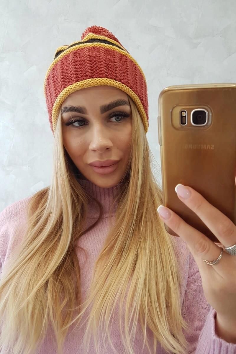 Czapka damska Kinga K297 rudy+musztardowy+czarny - Ceny i opinie - Ceneo.pl