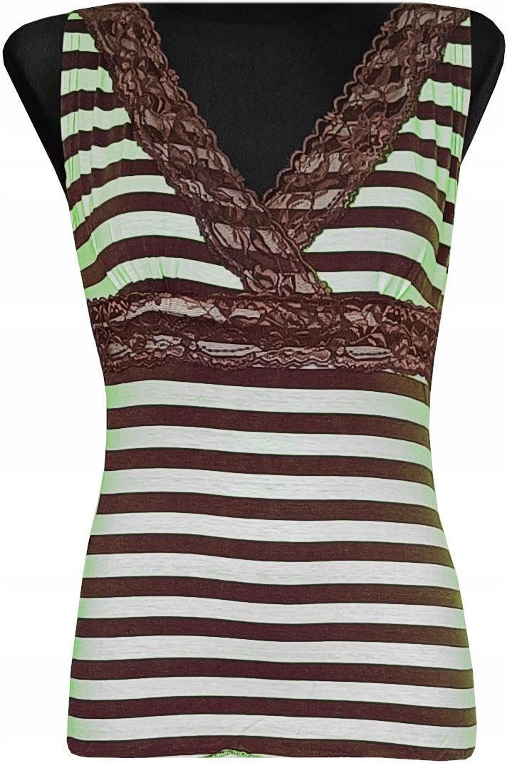 Koszulka Bluzka Damska Top Na Ramiączka Zielona Brązowa M 38 MODEL:126H ...