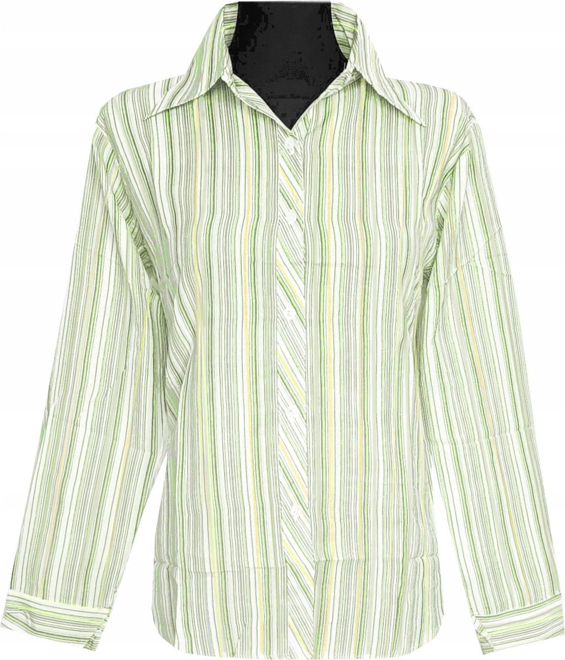 Bluzka Damska Koszula Długi Rękaw Zielona Beżowa Linie XL MODEL:120KKK ...