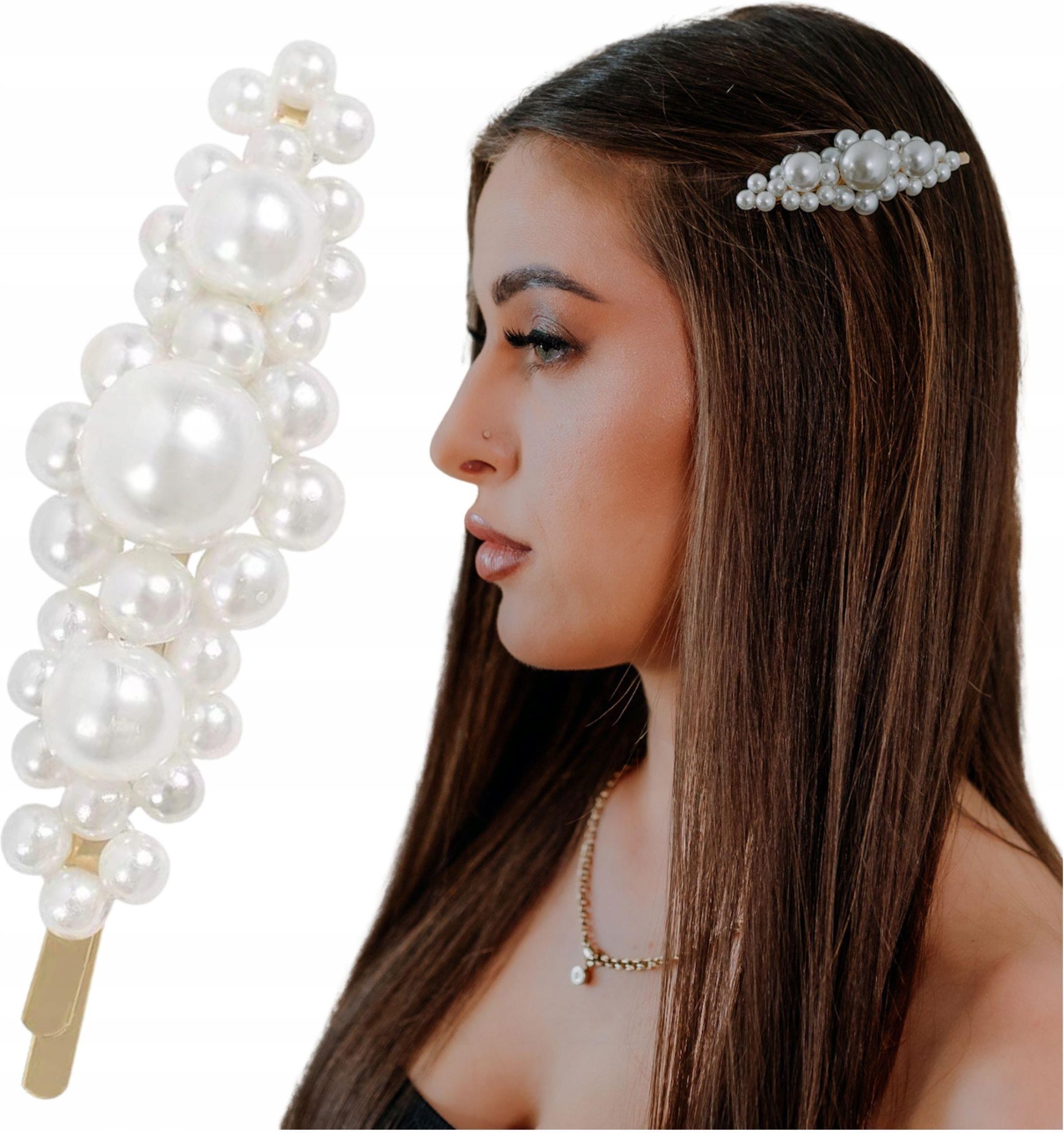 Spinka Do Włosów Złota Ozdobna Wsuwka Biała Z Perłami - Opinie i ceny ...